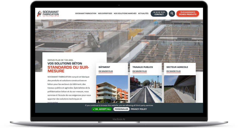Site catalogue Socramat Fabrication - Interface Contenu